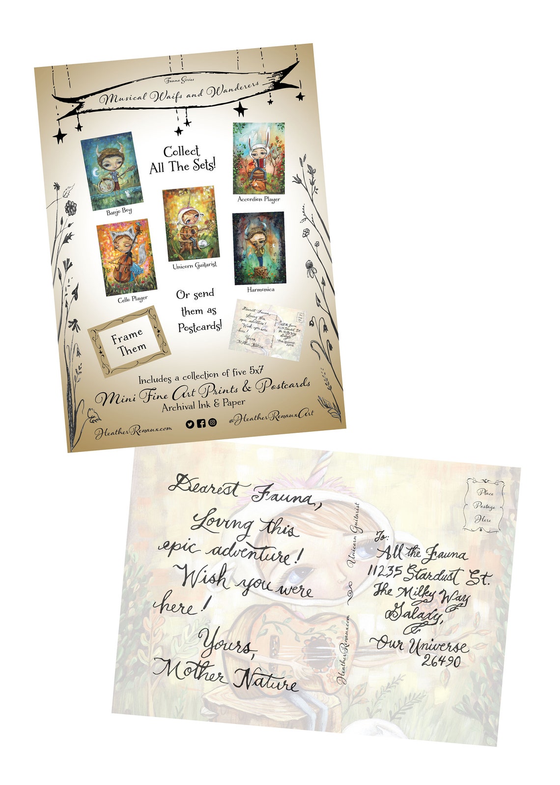 Mini Prints Set of 5 Art Postcard Gift Set 5x7 Art Prints - Etsy