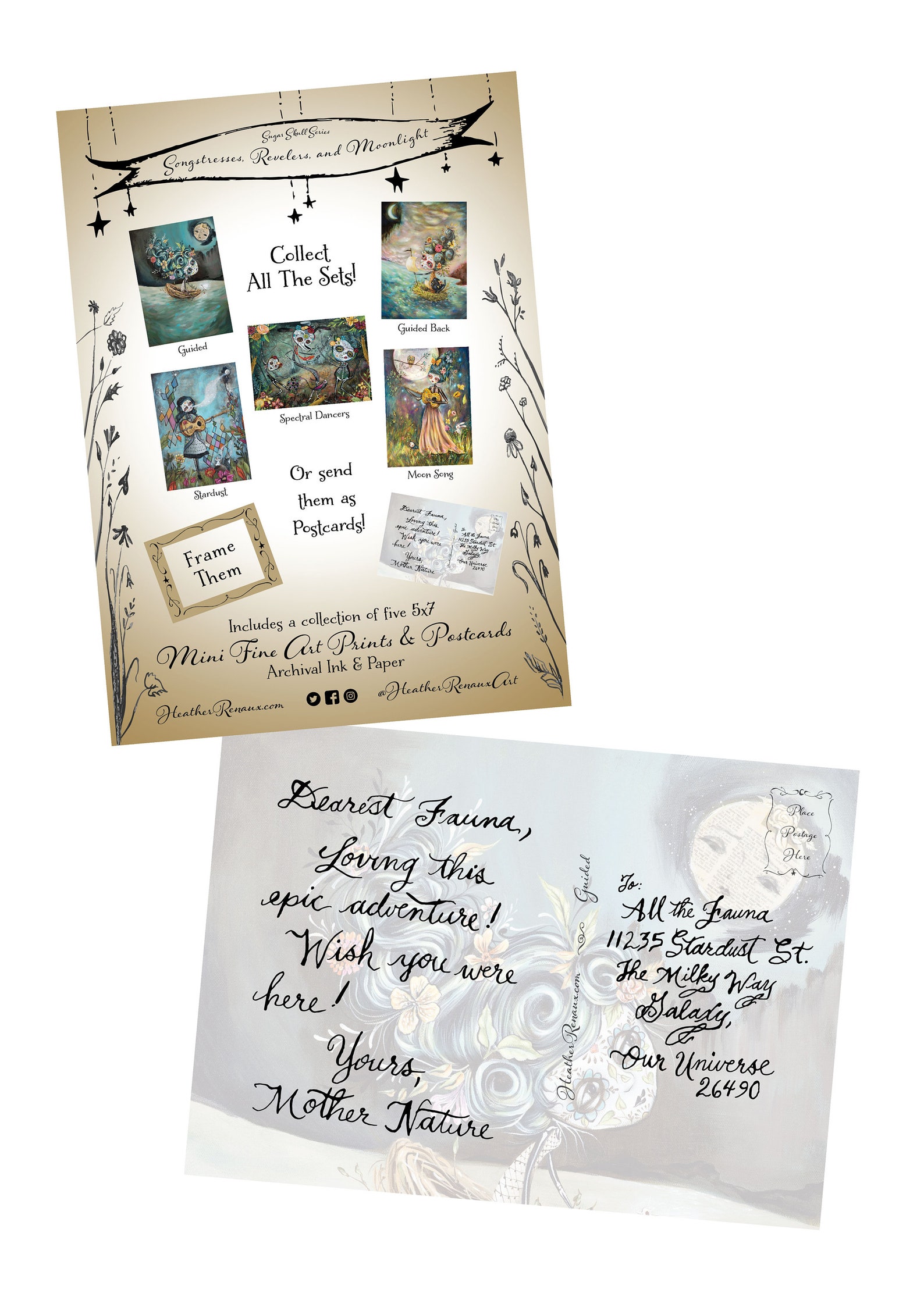 Mini Prints Set of 5, Art Postcard Gift Set, 5x7 Art Prints, Sugar ...