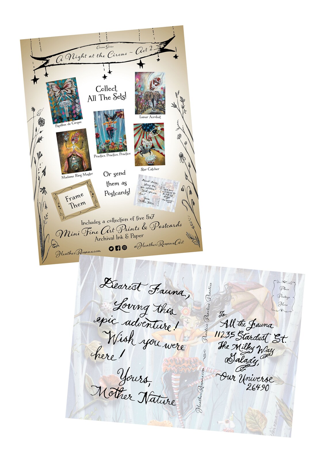 Mini Prints Set of 5 Art Postcard Gift Set 5x7 Art Prints - Etsy