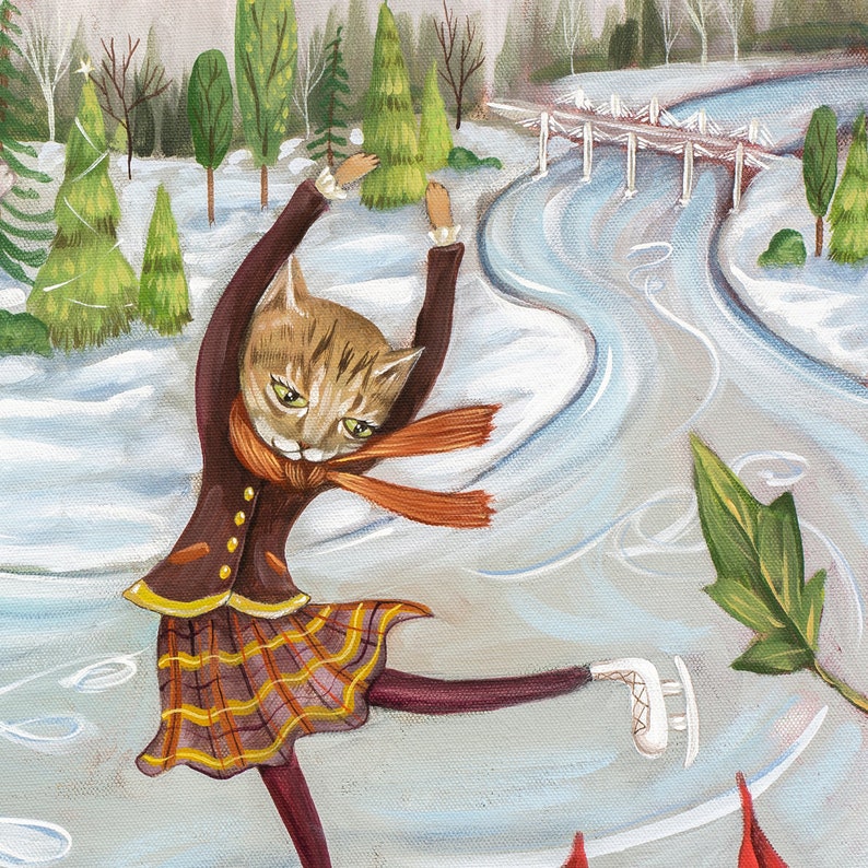 Cat Art Ocicats Cats Cat Ice Skaters Kitties Ice Skating - Etsy