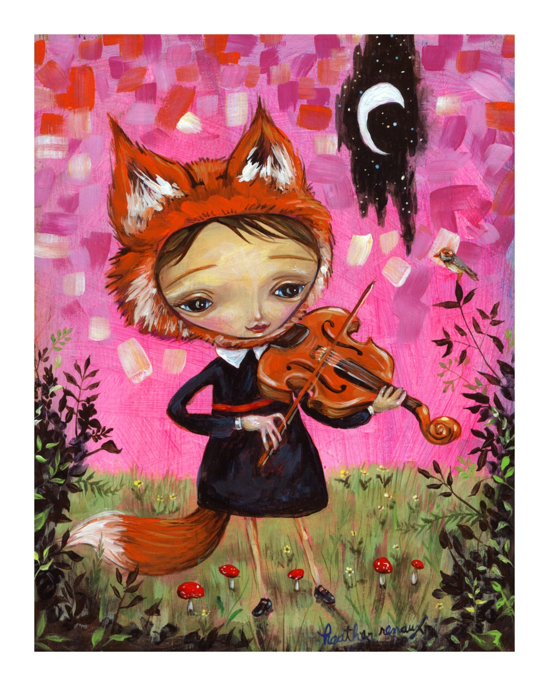 Fox Girl Violinist - Pop Surrealism "fauna" Print - by Heather Renaux ...