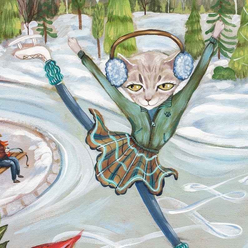 Cat Art Ocicats Cats Cat Ice Skaters Kitties Ice Skating - Etsy
