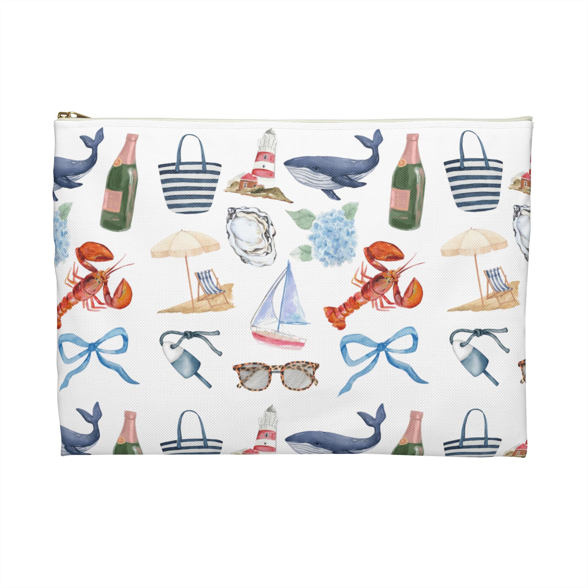 Custom Coastal Coquette Accessory Pouch; New England, Nantucket, Cape ...