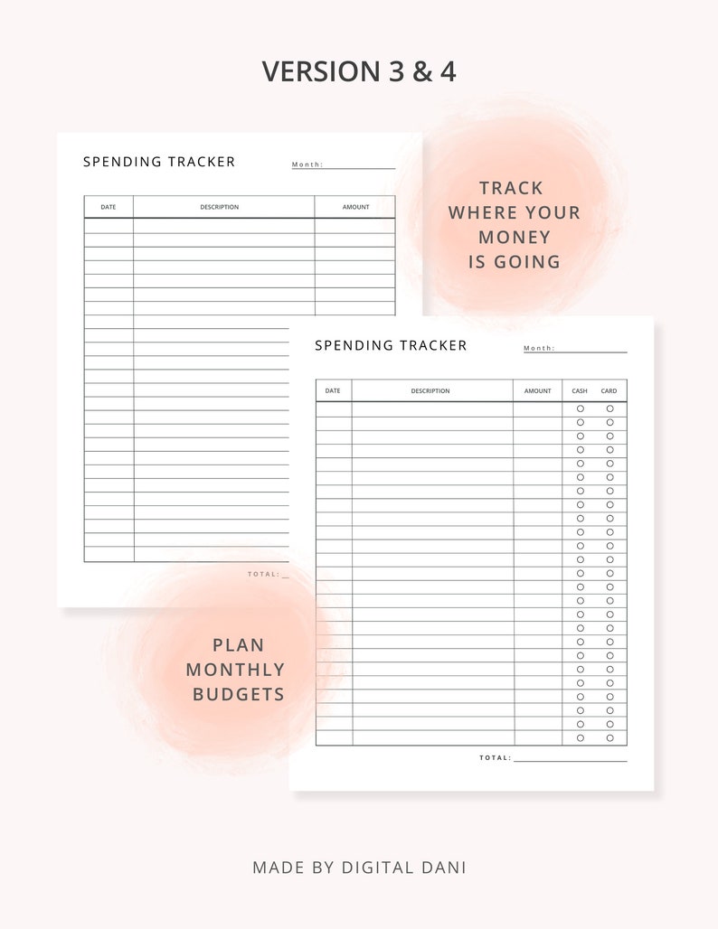 Spending Tracker Printable | Expense & Budget Planner PDF | Money ...