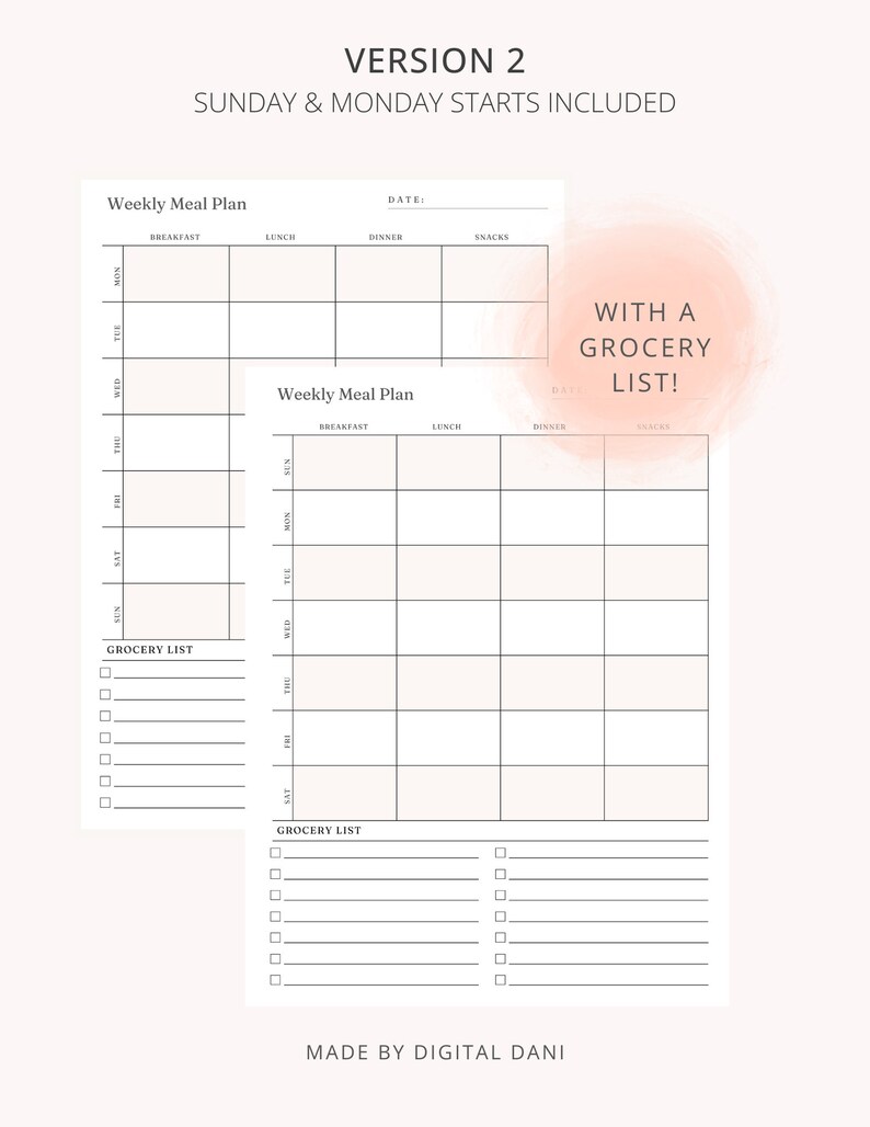 7 Day Printable Weekly Meal Planner and Diet Tracker for Health and ...