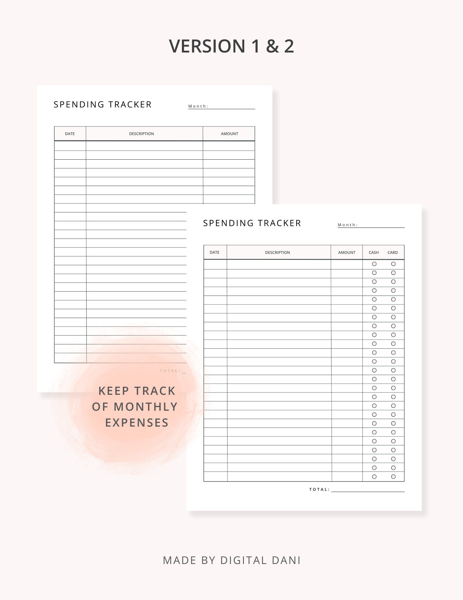 Spending Tracker Printable | Expense & Budget Planner PDF | Money ...