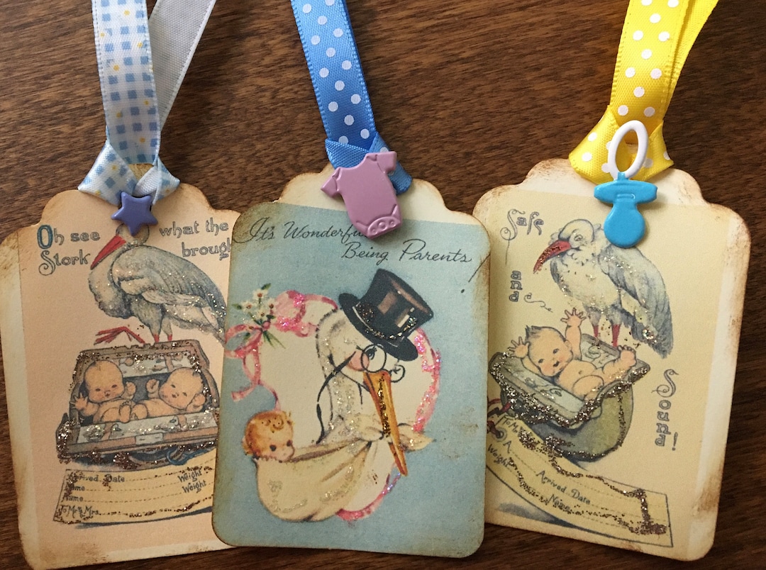 Baby Themed Gift Tags With Images of Vintage Cards - Etsy