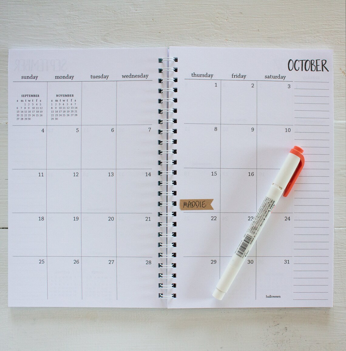 Small Monthly Spiral Planner You Choose the Start Month - Etsy