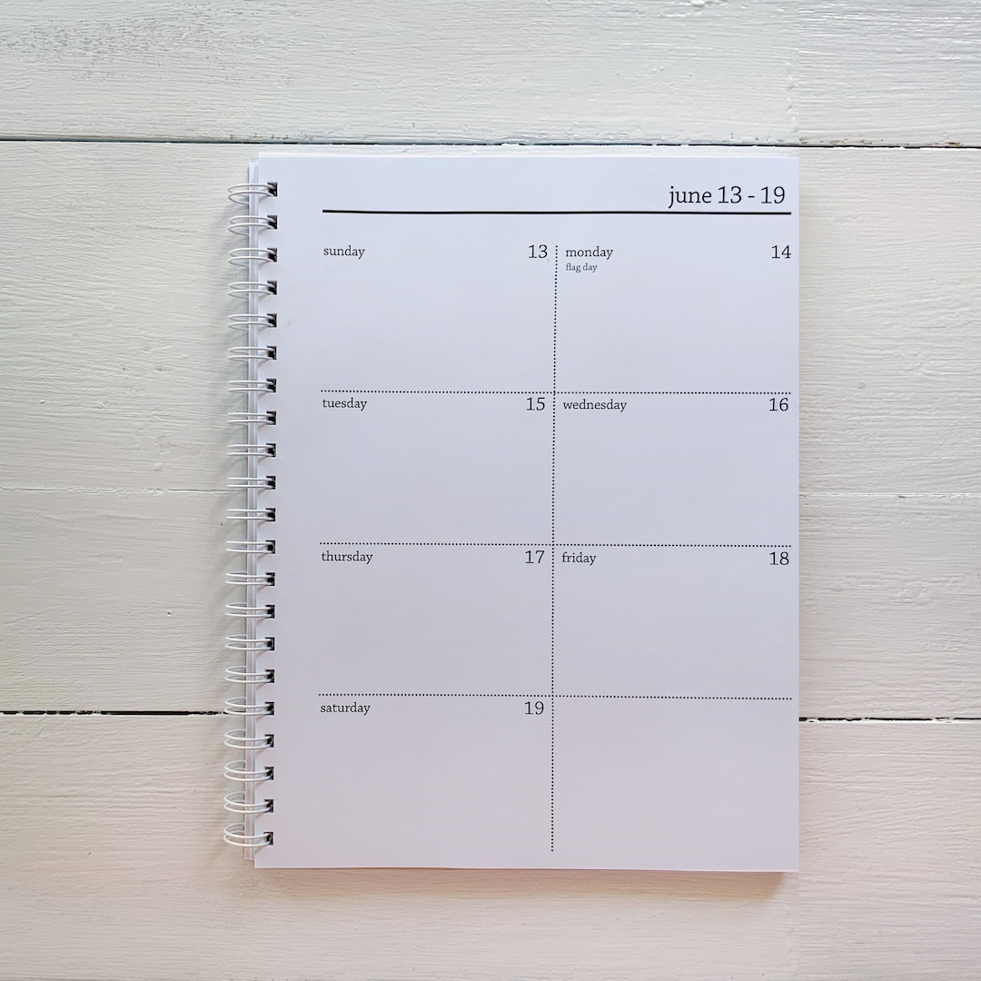 Large Spiral Weekly Planner - Start Any Month - Etsy