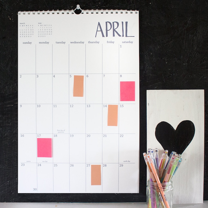 Large Wall Calendar - You Choose the Start Month | 12 Months - Etsy