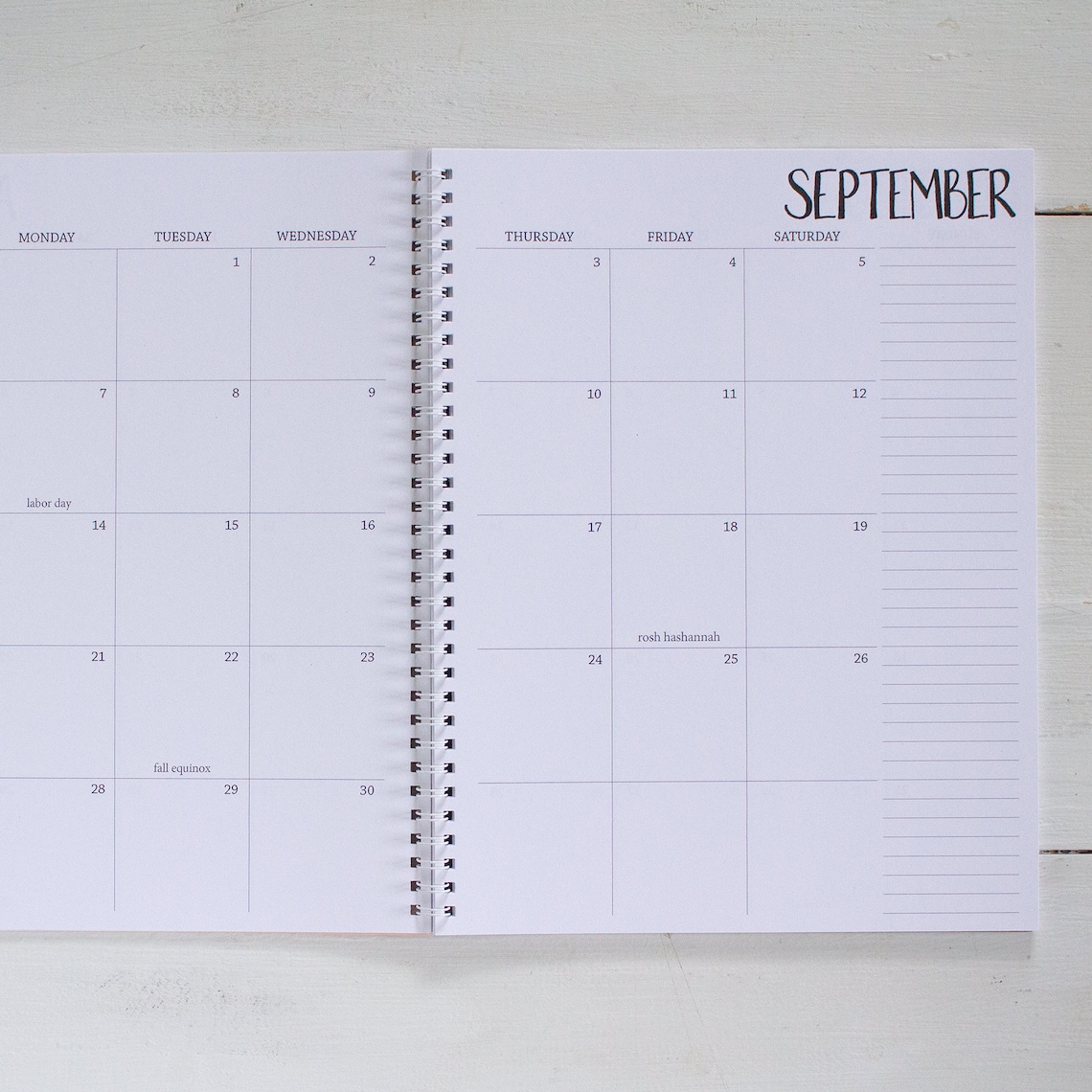 Large Monthly Spiral Planner Start Any Month / 2 Pages per - Etsy