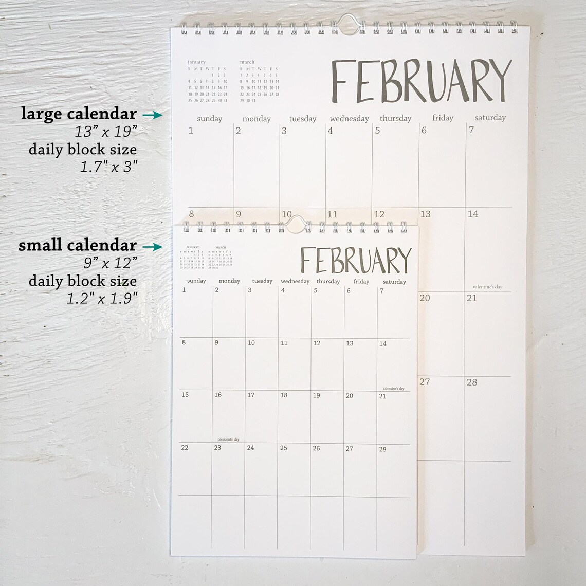 Large Wall Calendar - You Choose the Start Month | 12 Months - Etsy