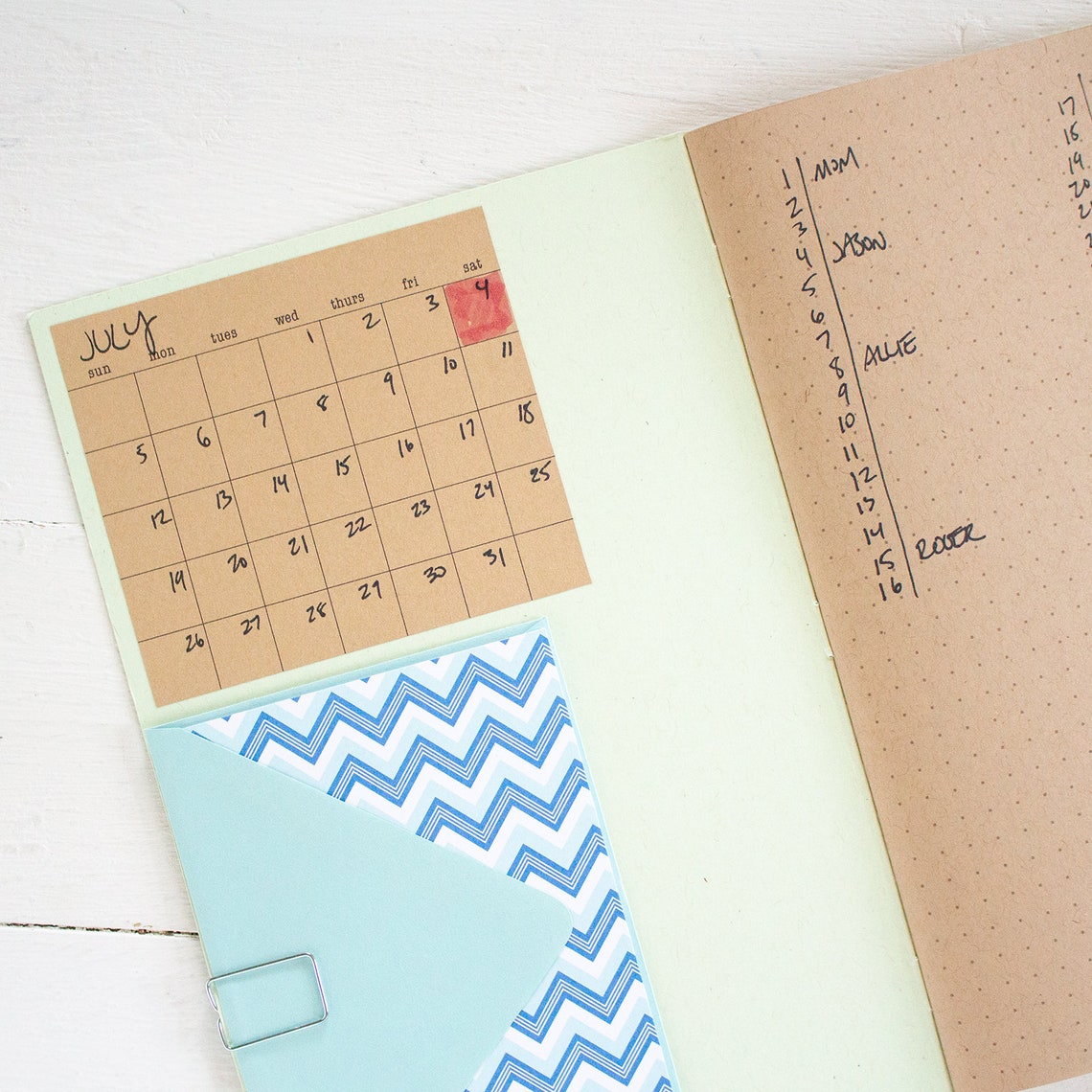 Small Kraft Stick Anywhere Calendars - Undated Monthly Calendar Sticker ...