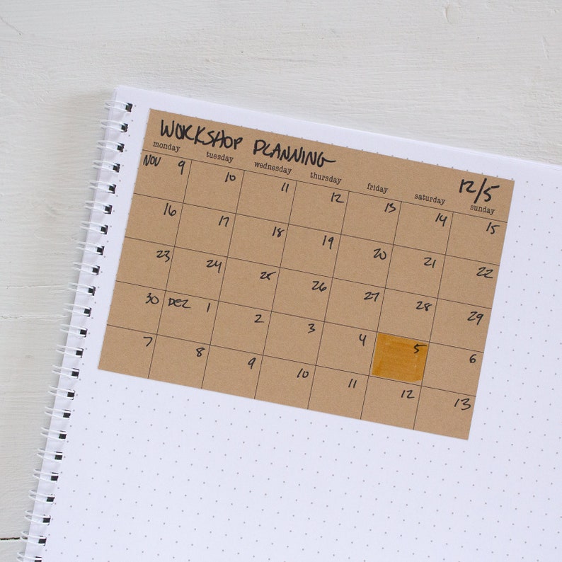 Medium Kraft Stick Anywhere Calendars - Undated Monthly Calendar ...