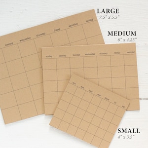 Small Kraft Stick Anywhere Calendars - Undated Monthly Calendar Sticker ...