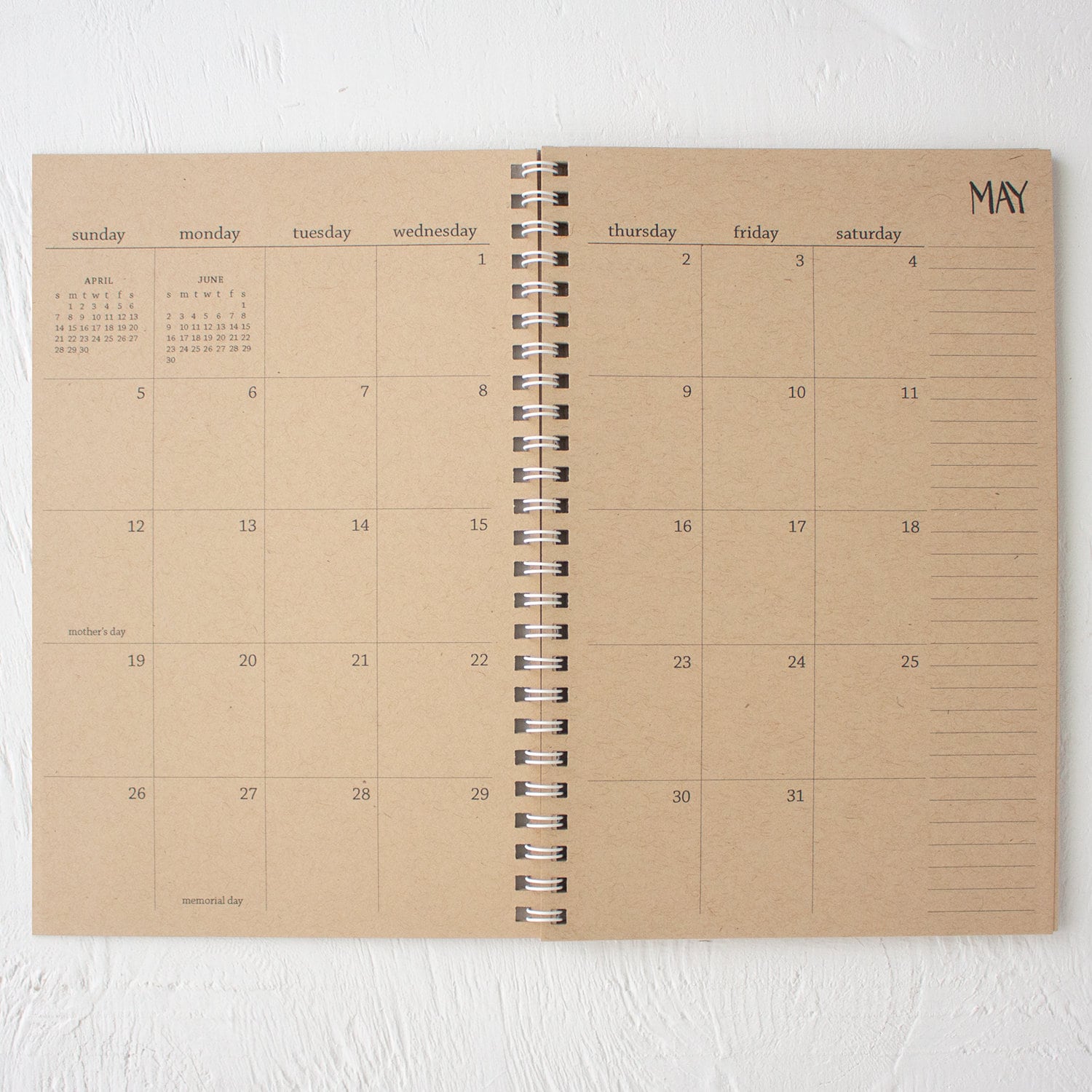 2 Year Small Kraft Monthly Spiral Planner Start Any Month - Etsy