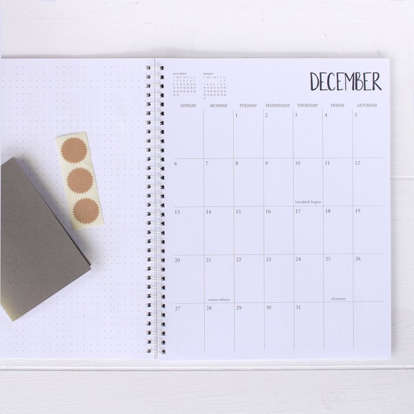 Spiral Notebook With Monthly Calendar - Etsy