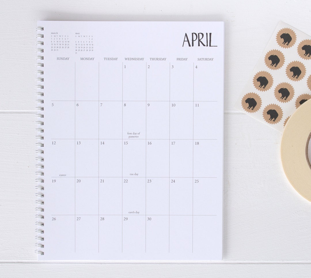 2 Year Large Monthly Spiral Planner Start Any Month 1 Page per Month - Etsy
