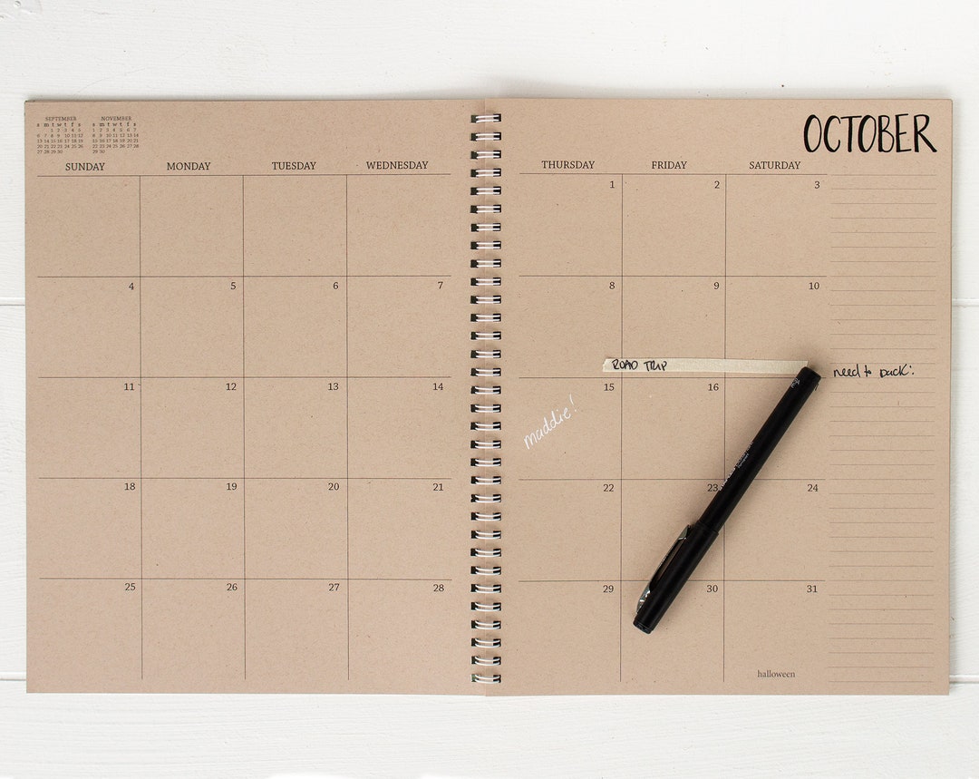 2 Year Large Kraft Monthly Spiral Planner - Start Any Month | 2 Pages ...