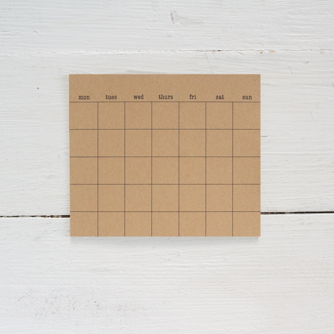 Small Kraft Stick Anywhere Calendars - Undated Monthly Calendar Sticker ...