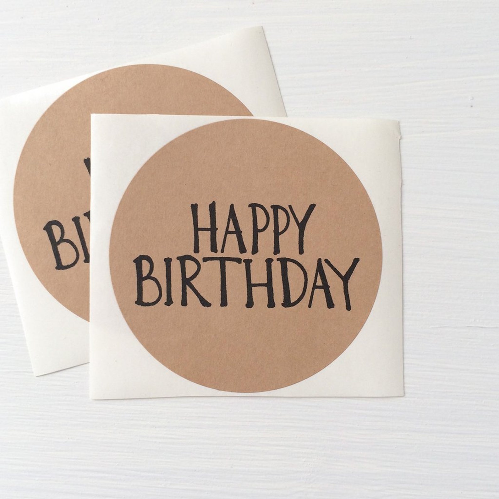 Kraft Large Circle Stickers Happy Birthday - Etsy