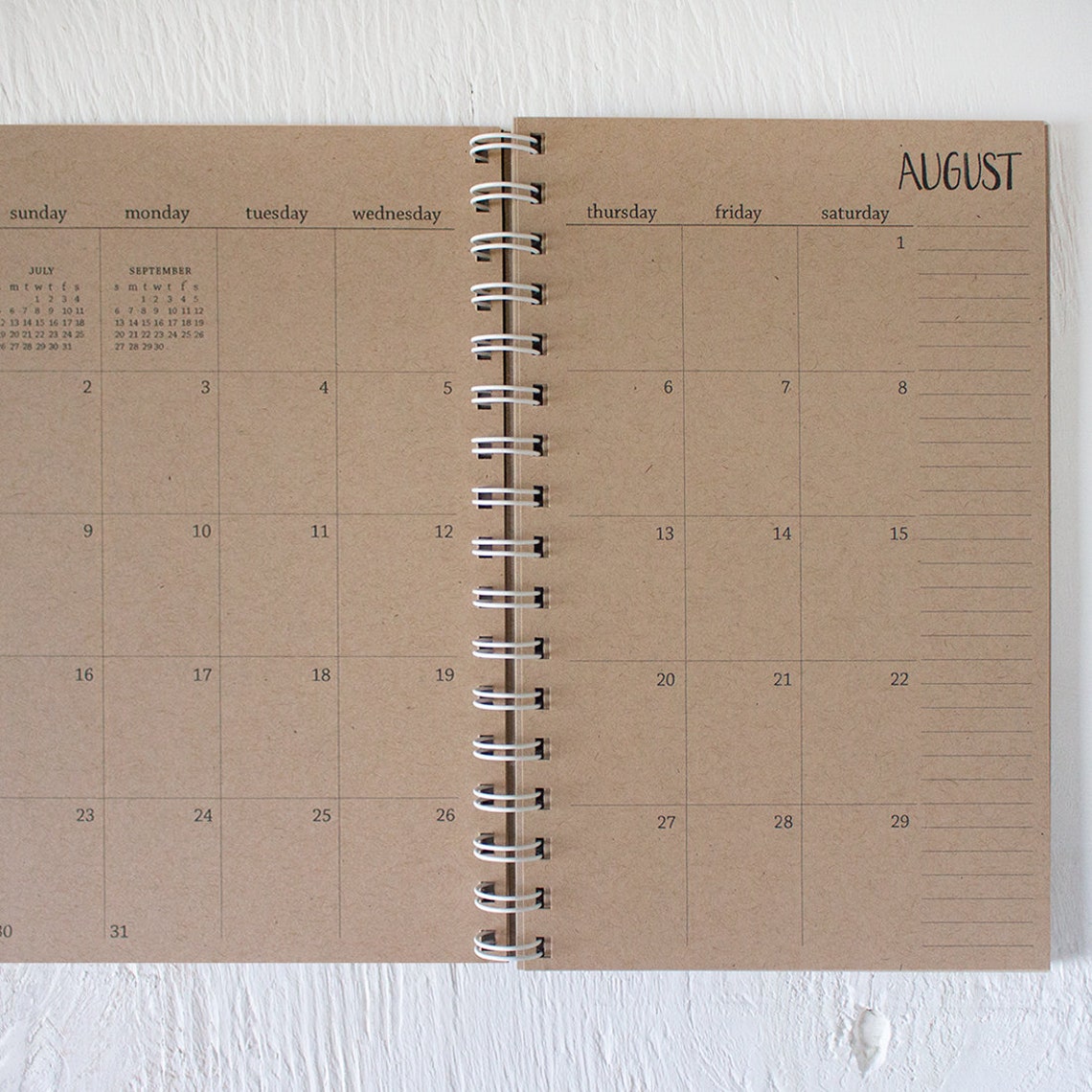 Spiral Weekly Kraft Planner Start Any Month - Etsy
