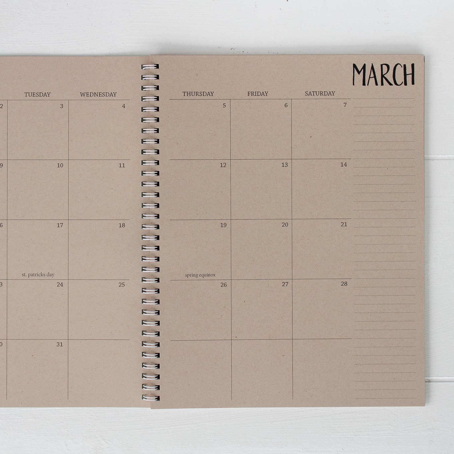2 Year Large Kraft Monthly Spiral Planner - Start Any Month | 2 Pages ...