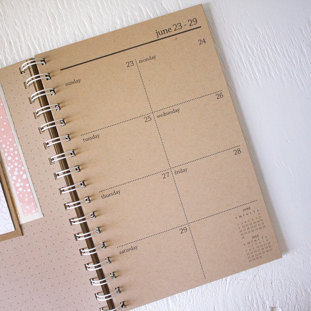 Spiral Weekly Kraft Planner - Start Any Month - Etsy