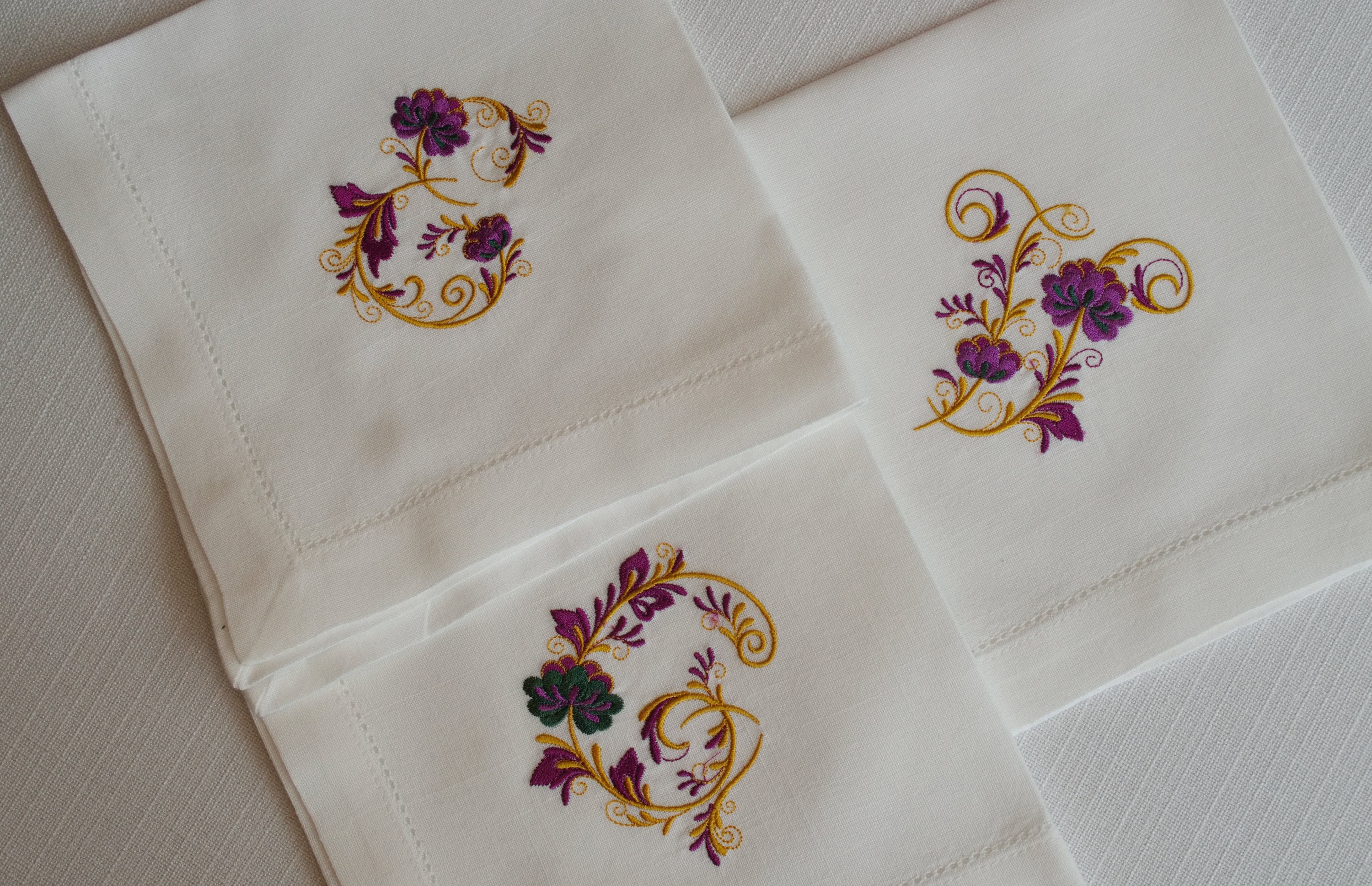 Embroidered Monogram Napkin Linen / Cotton 1pcs - Etsy