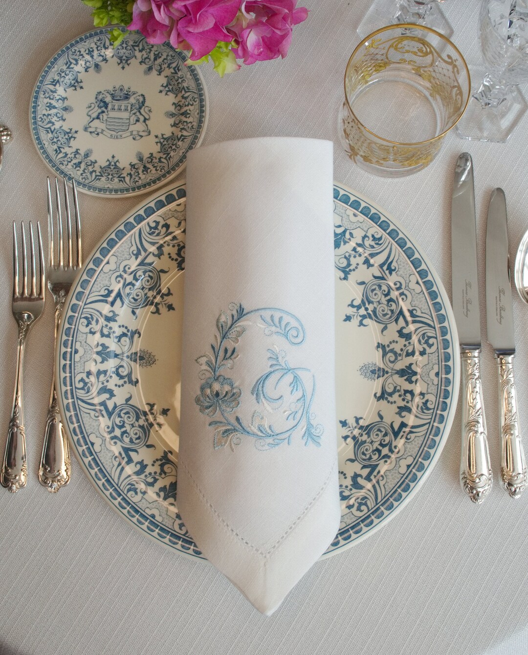 Embroidered Monogram Napkin Linen / Cotton 1pcs - Etsy