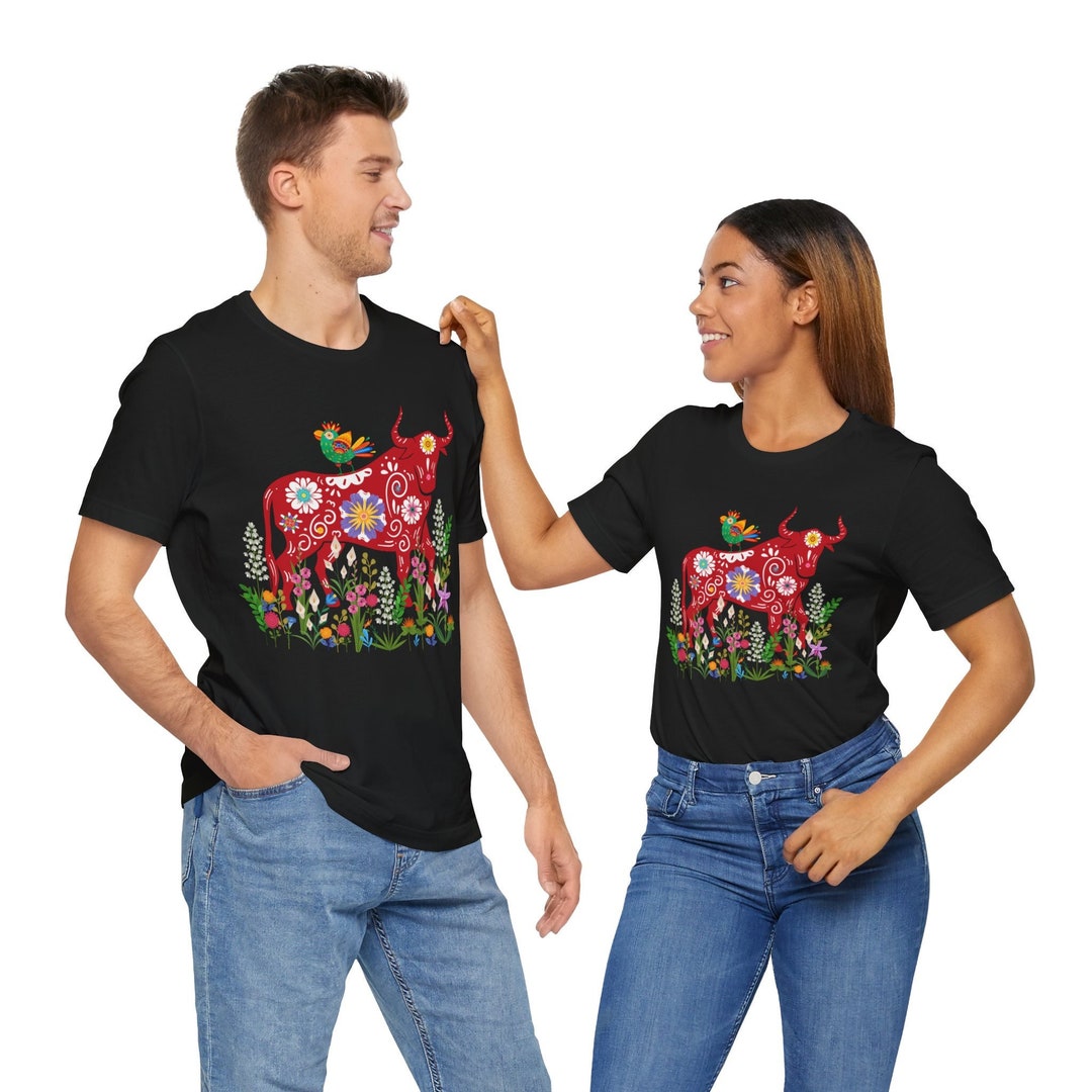 El Toro T Shirt, Mexican Art Shirt, Cow Shirt, Bull in Flowers Floral ...