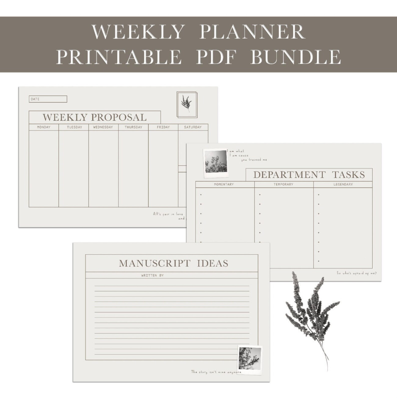 TTPD Digital Weekly Planner Printable PDF Template - Etsy