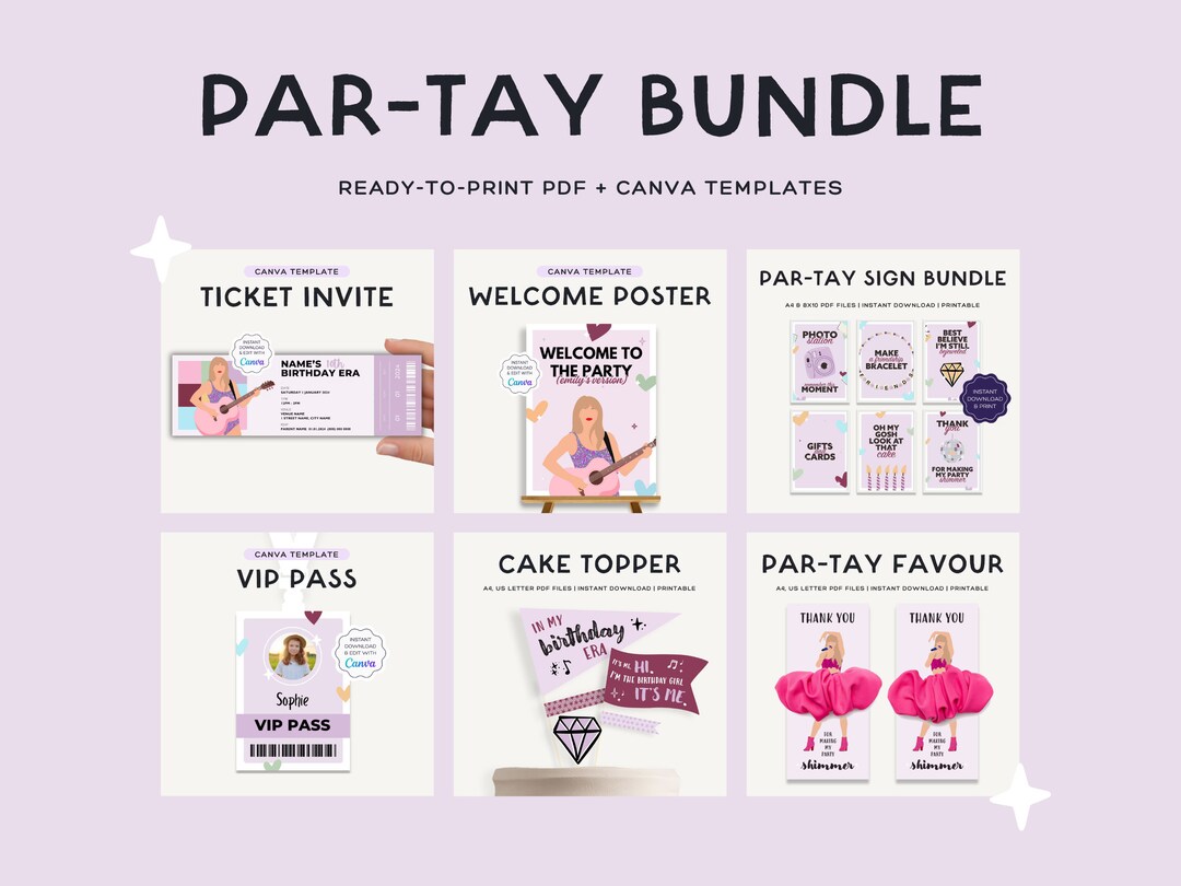 Par-tay Birthday Printable Bundle | T Swift Eras Birthday Party Theme ...