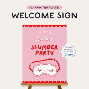 Editable Slumber Party Welcome Sign Sleepover Party Poster Pyjama Party ...
