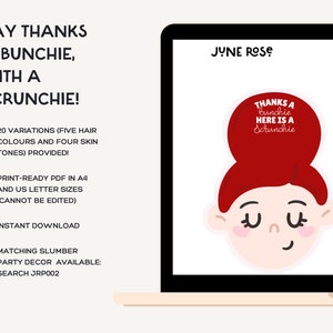 Scrunchie Thank You Card | Scrunchie Favor Printable | Favour, Thank ...