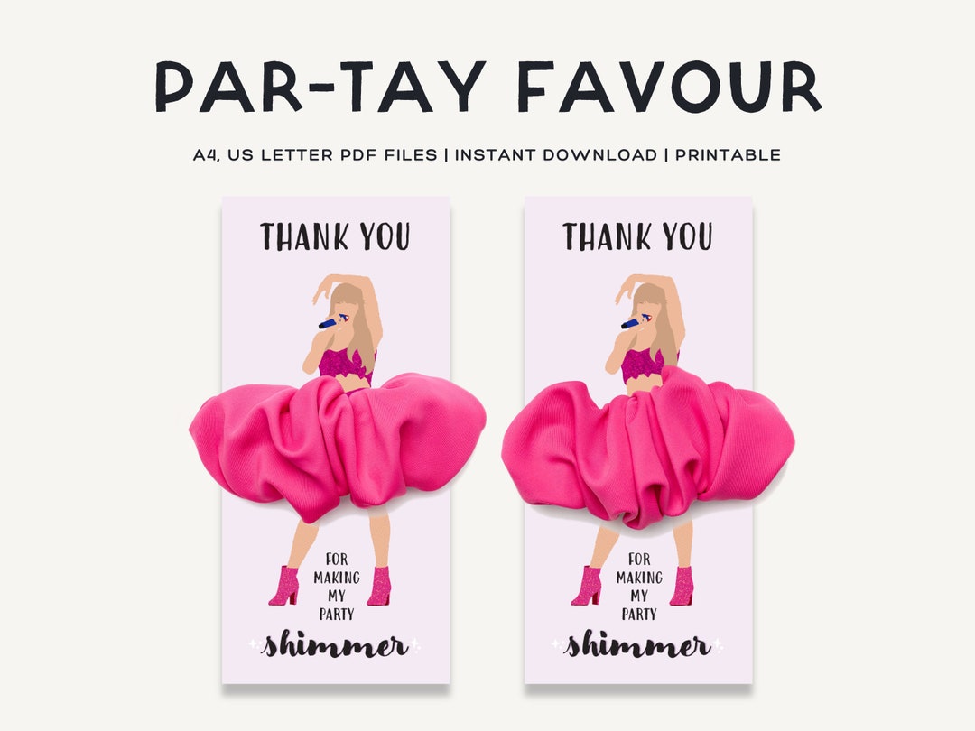 Printable Scrunchie Card Par-tay Favor T Swift Eras Party Theme Purple ...