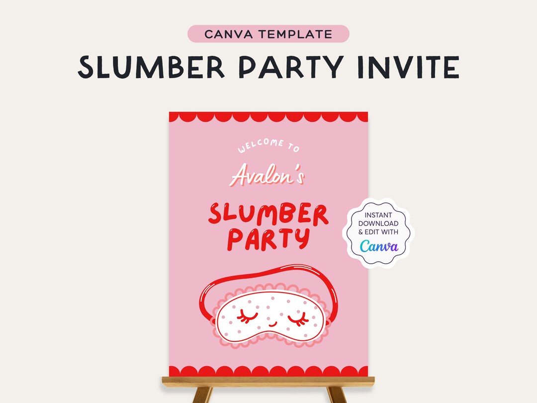 Editable Slumber Party Welcome Sign Sleepover Party Poster Pyjama Party ...