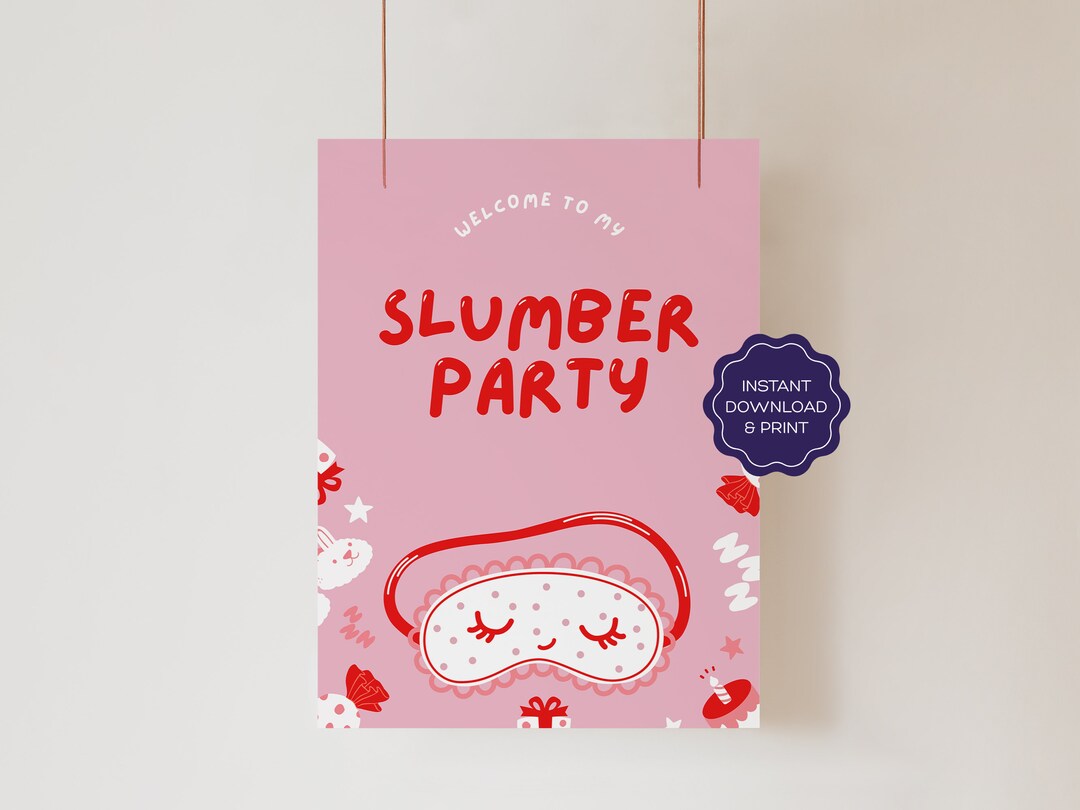 Printable Slumber Party Welcome Sign | Sleepover Party Poster | Pyjama ...