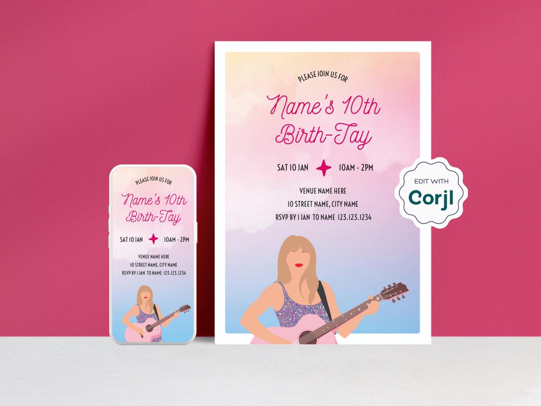 Editable Swiftie Birth-tay Party Invitation Set | T Swift Lover Party ...