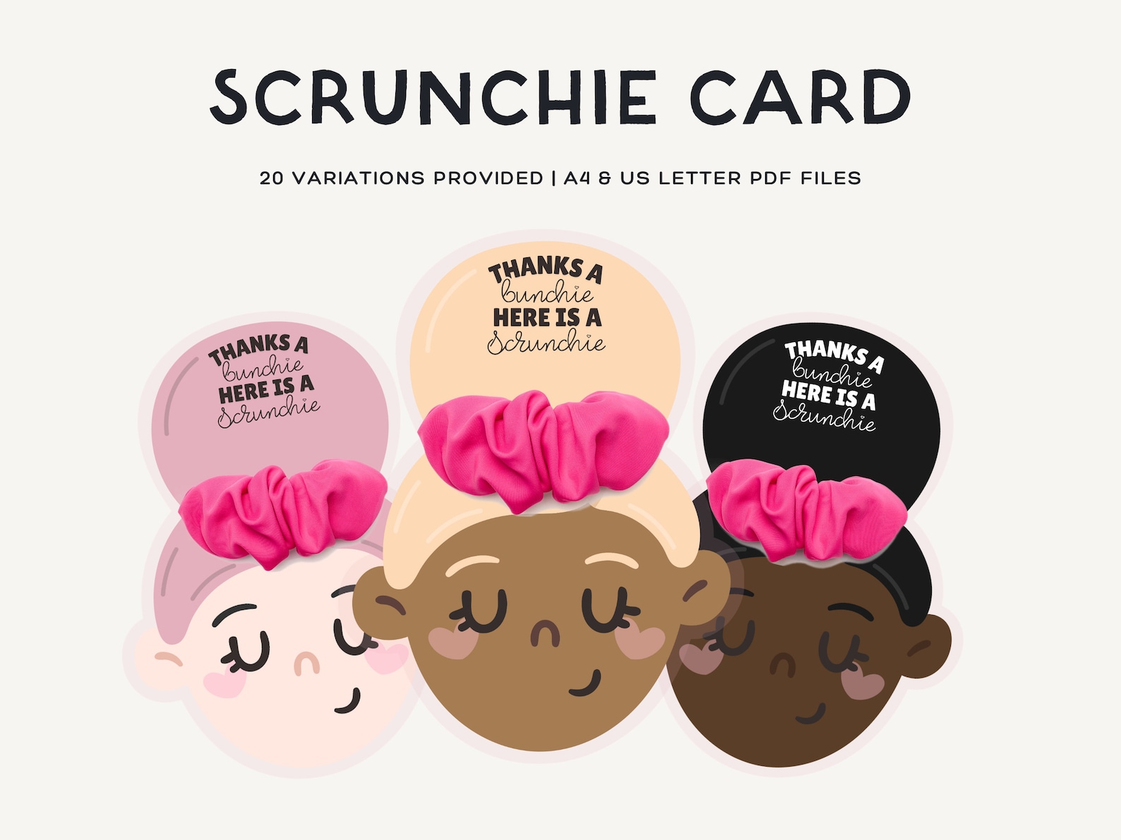 Scrunchie Thank You Card | Scrunchie Favor Printable | Favour, Thank ...