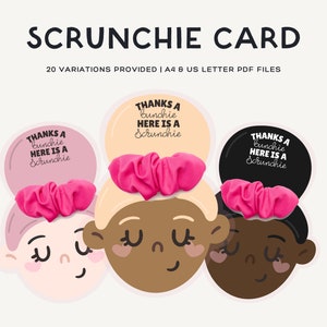 Scrunchie Thank You Card | Scrunchie Favor Printable | Favour, Thank ...