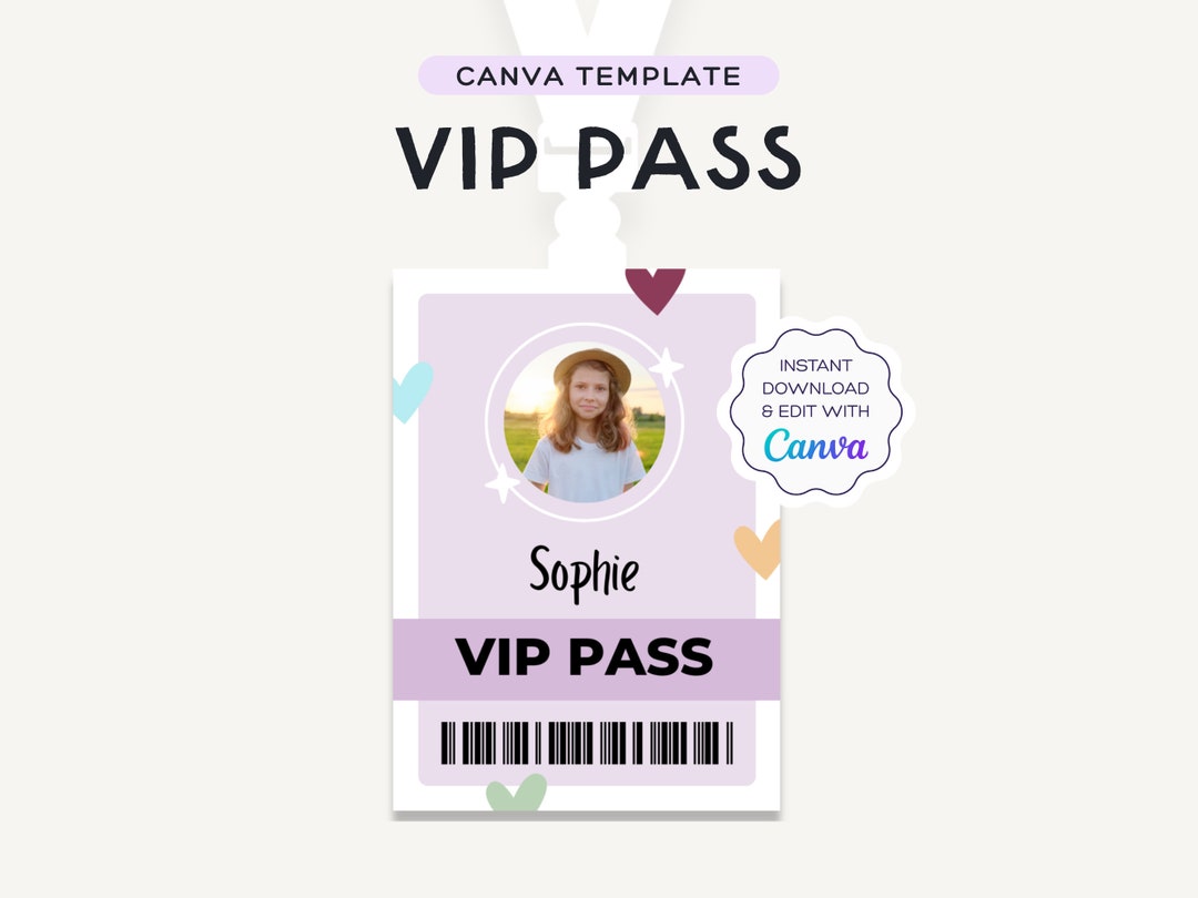 Editable VIP Pass | Canva Template | T Swift Eras Birthday Party Theme ...