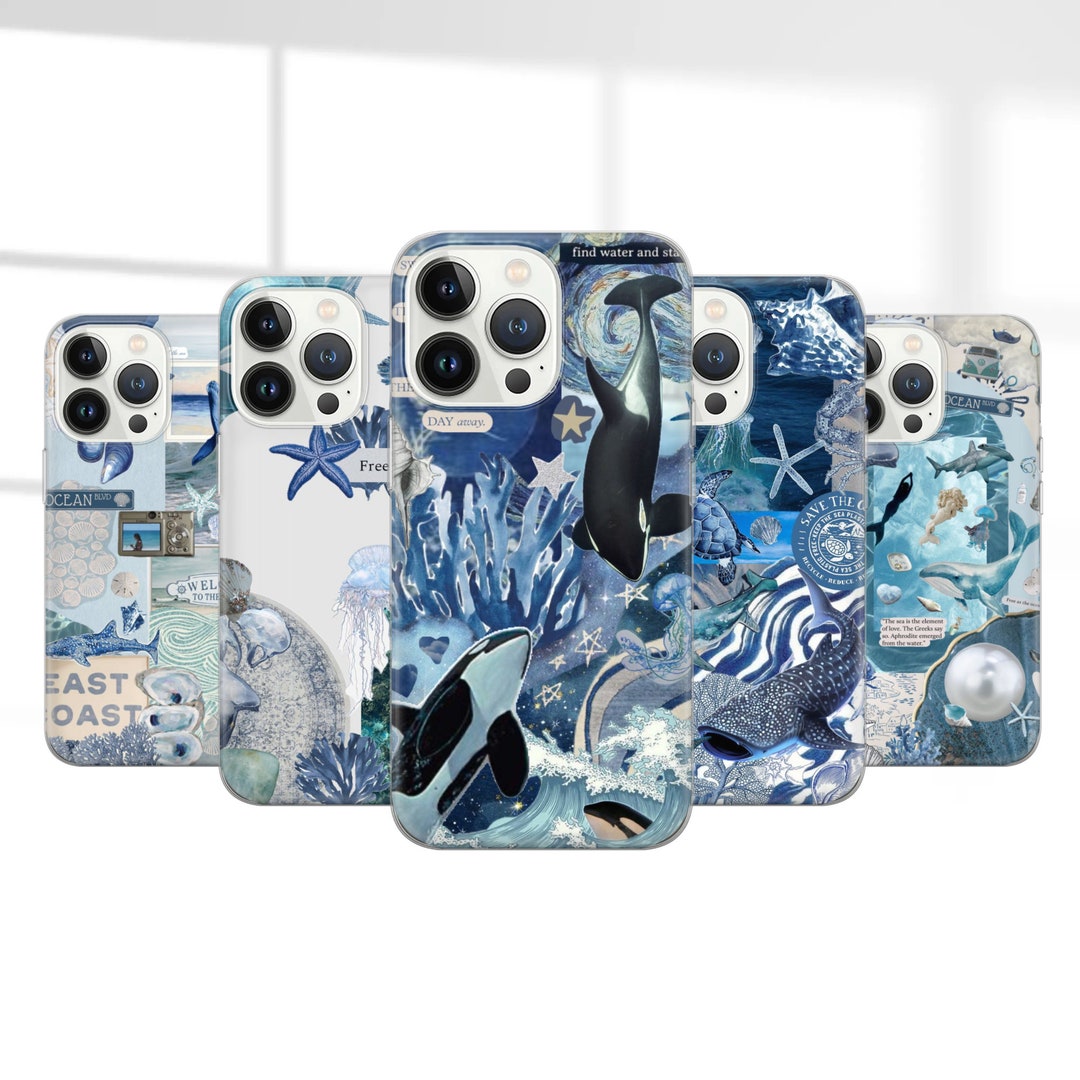 Marine Phone Case Sea Life Ocean Waves Cover for iPhone 16 Pro, 15, 14 ...