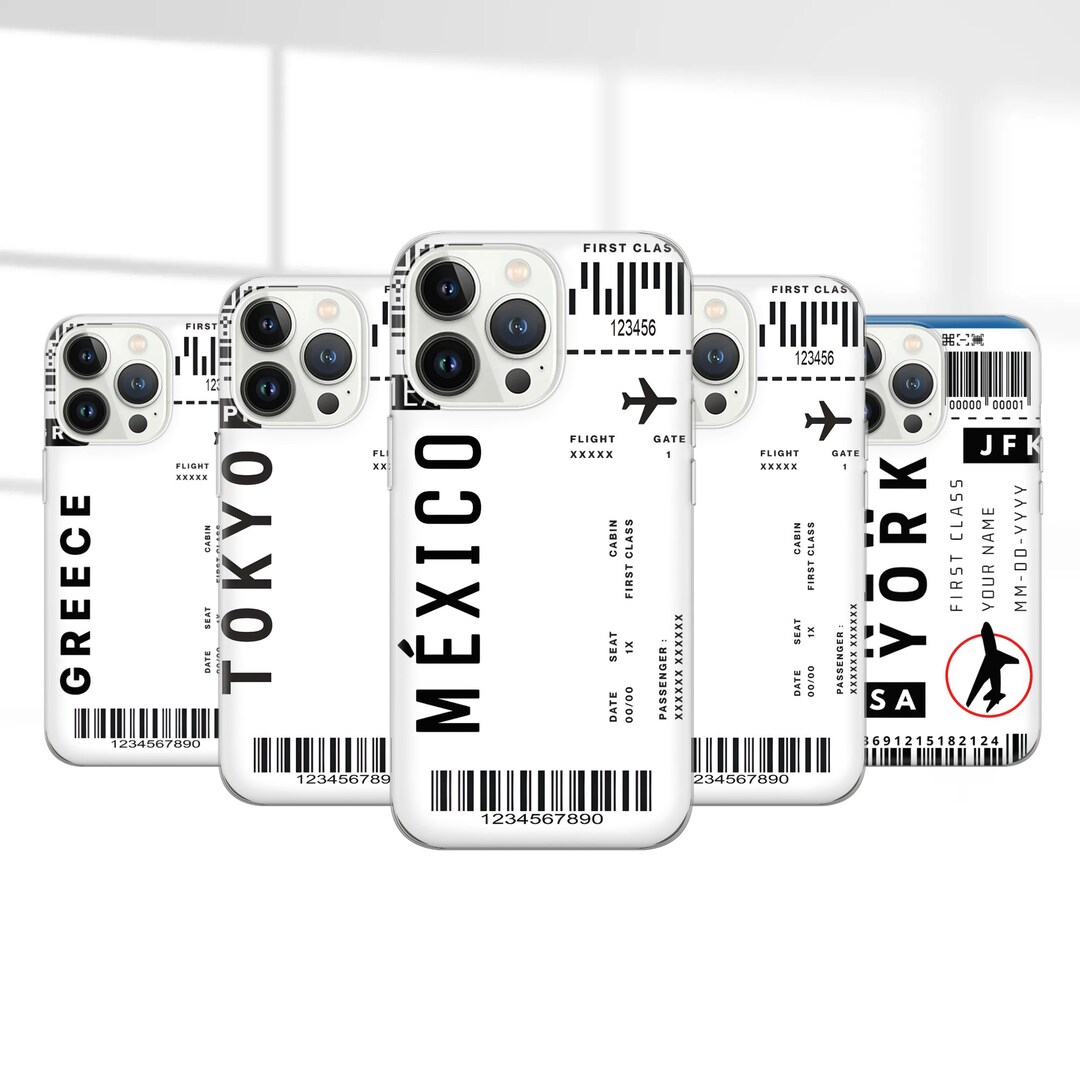 Plane Ticket Phone Case Flight Boarding Pass Cover for iPhone 16 15 14 ...