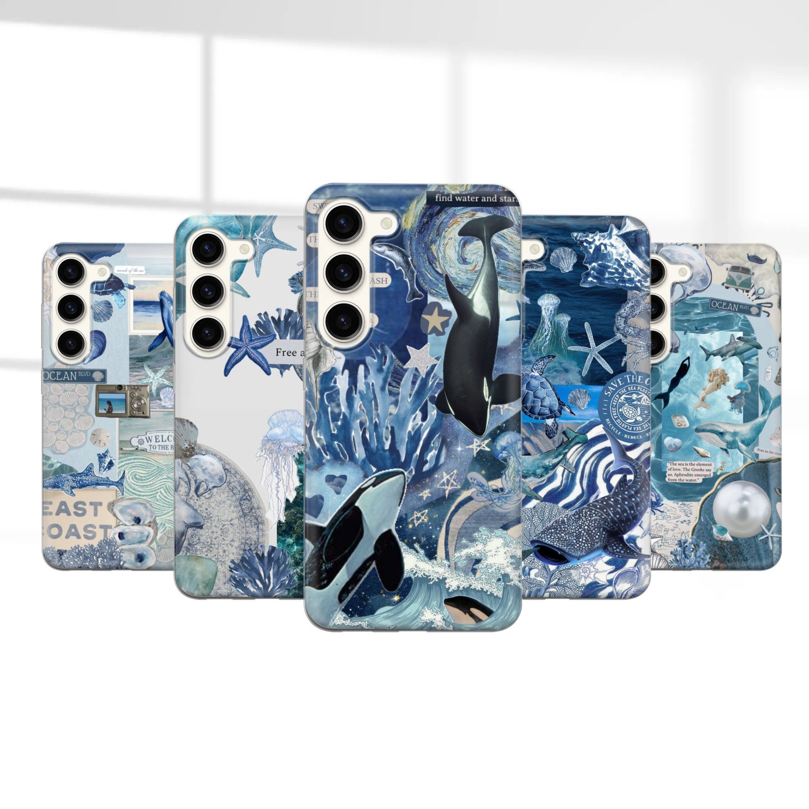 Marine Phone Case Sea Life Ocean Waves Cover for Samsung Galaxy S24 S23 ...