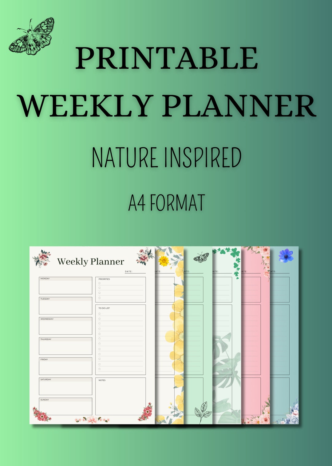 Nature Inspired Printable Weekly Planner to Do List Daily, Weekly To-do ...