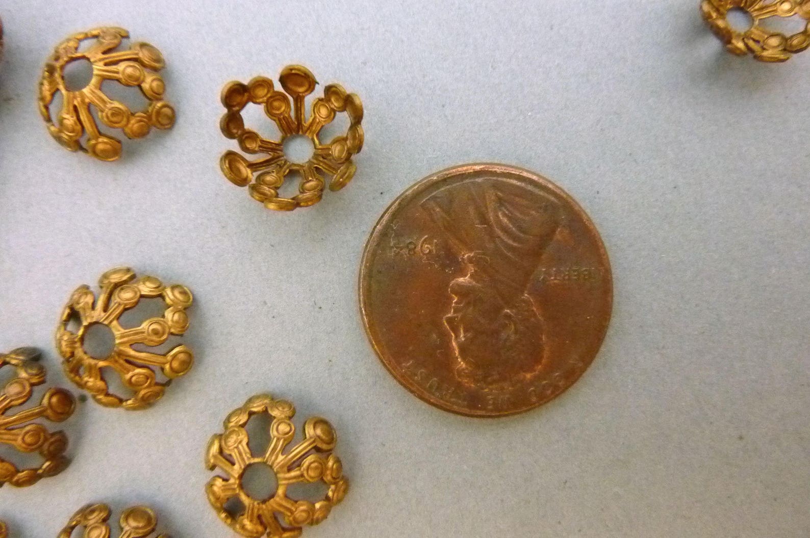 6 Filigree Brass Bead Caps 10 Mm - Etsy