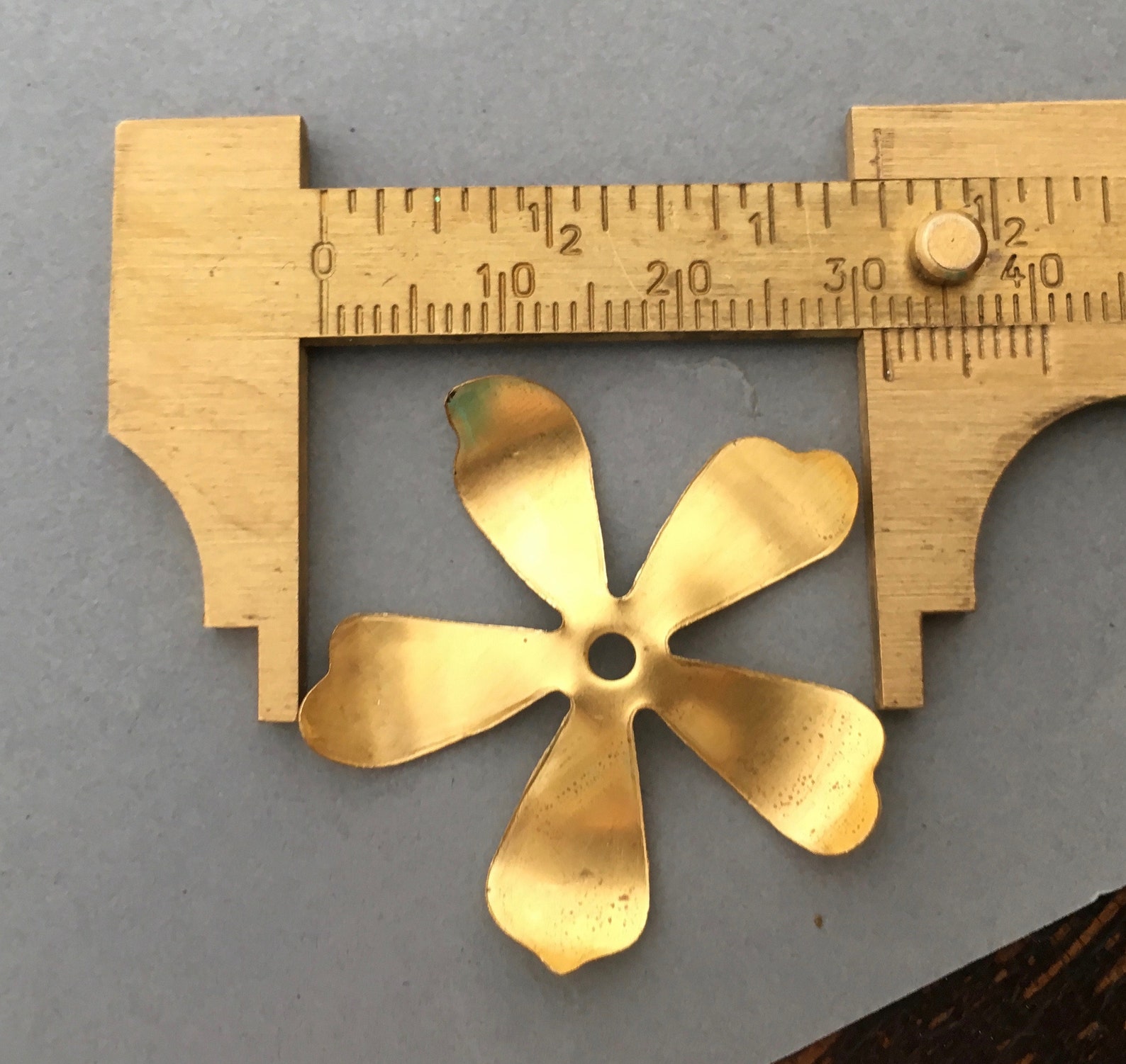 3 Brass Five Petal Flowers for Rivets or Layering | Etsy