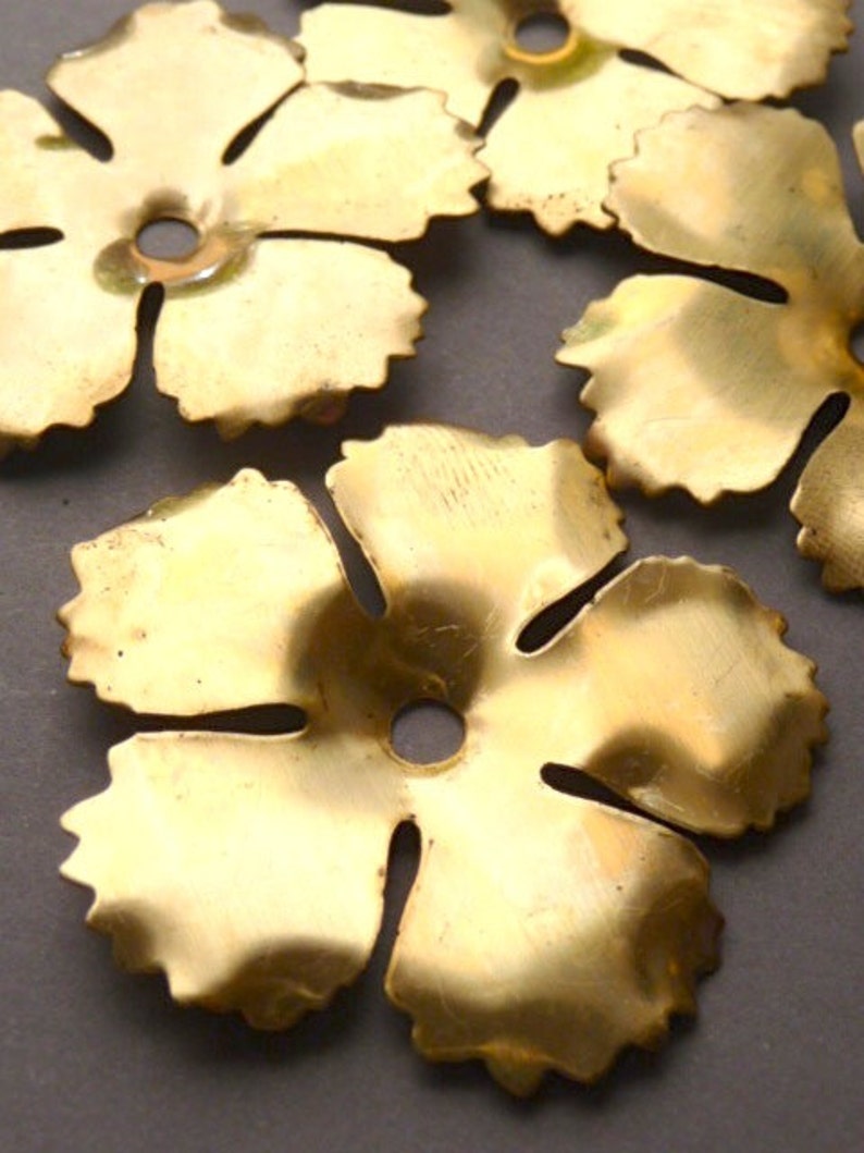 3 Brass Flowers for Rivets or Layering Serrated Edge | Etsy