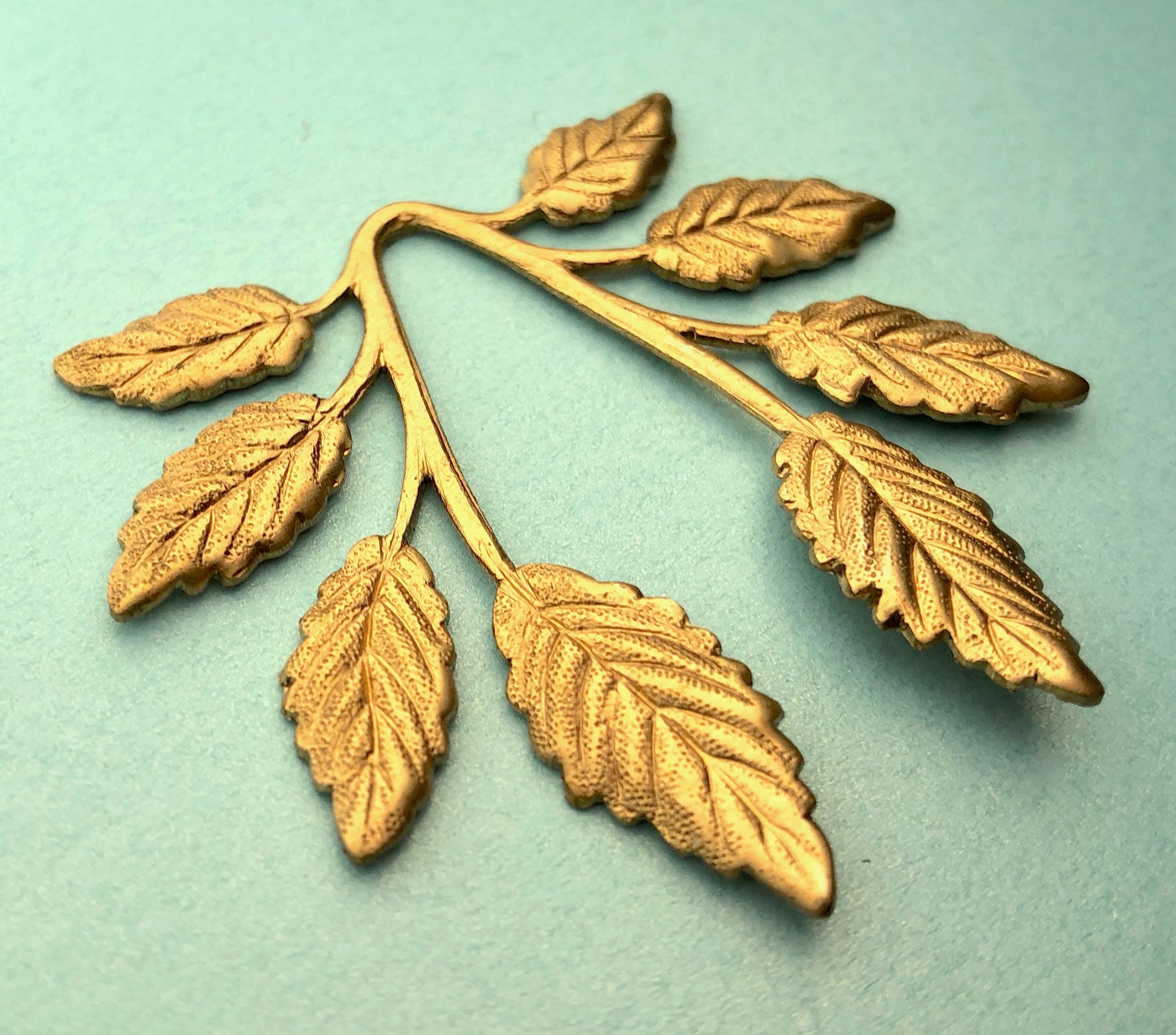 Large Brass Leaf Branch Long Detailed | Etsy